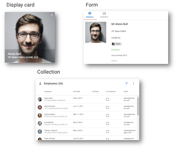 Display Cards, Forms, and Collections