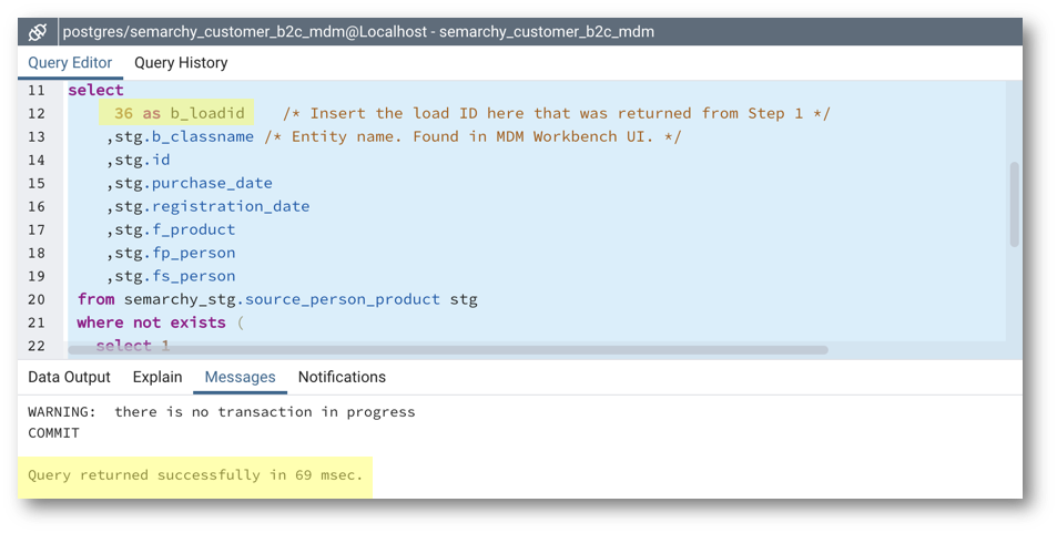 Load Data via the SQL API